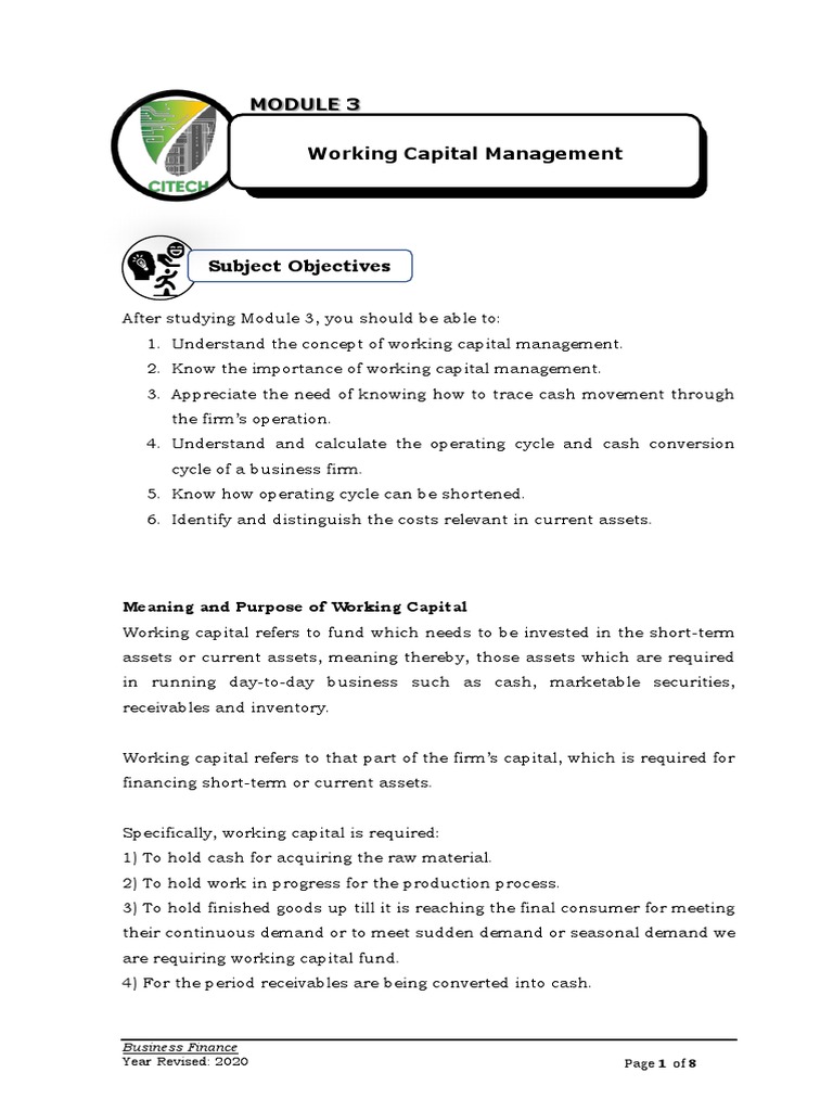 Business Finance Module 3 | PDF | Working Capital | Inventory
