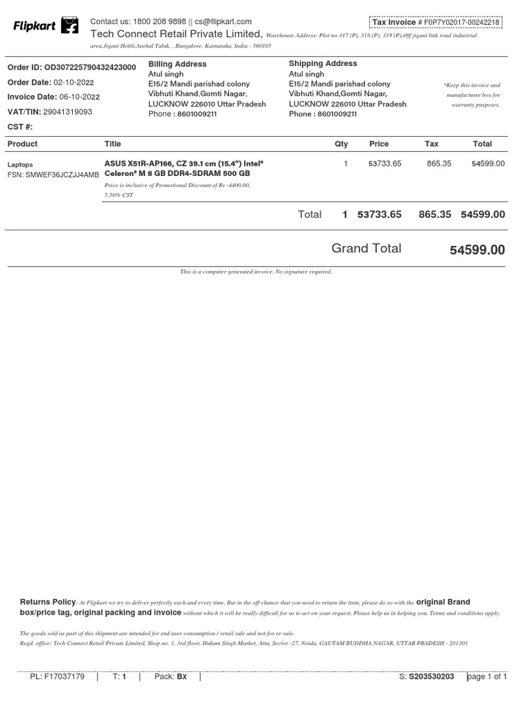 Flipkart Invoice | PDF | Economies