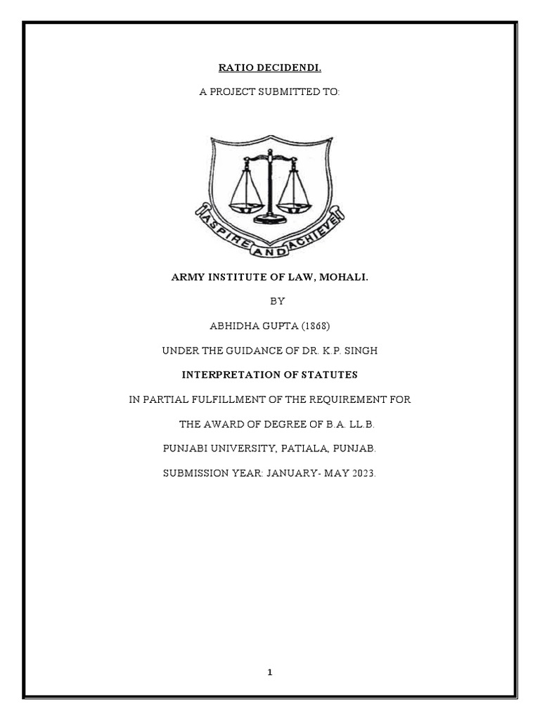 Ratio Decidendi | PDF | Precedent | Obiter Dictum