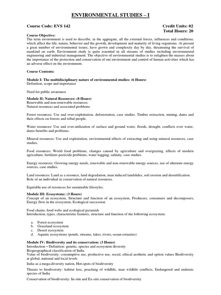 Environmental Studies | PDF | Conservation Biology | Biodiversity