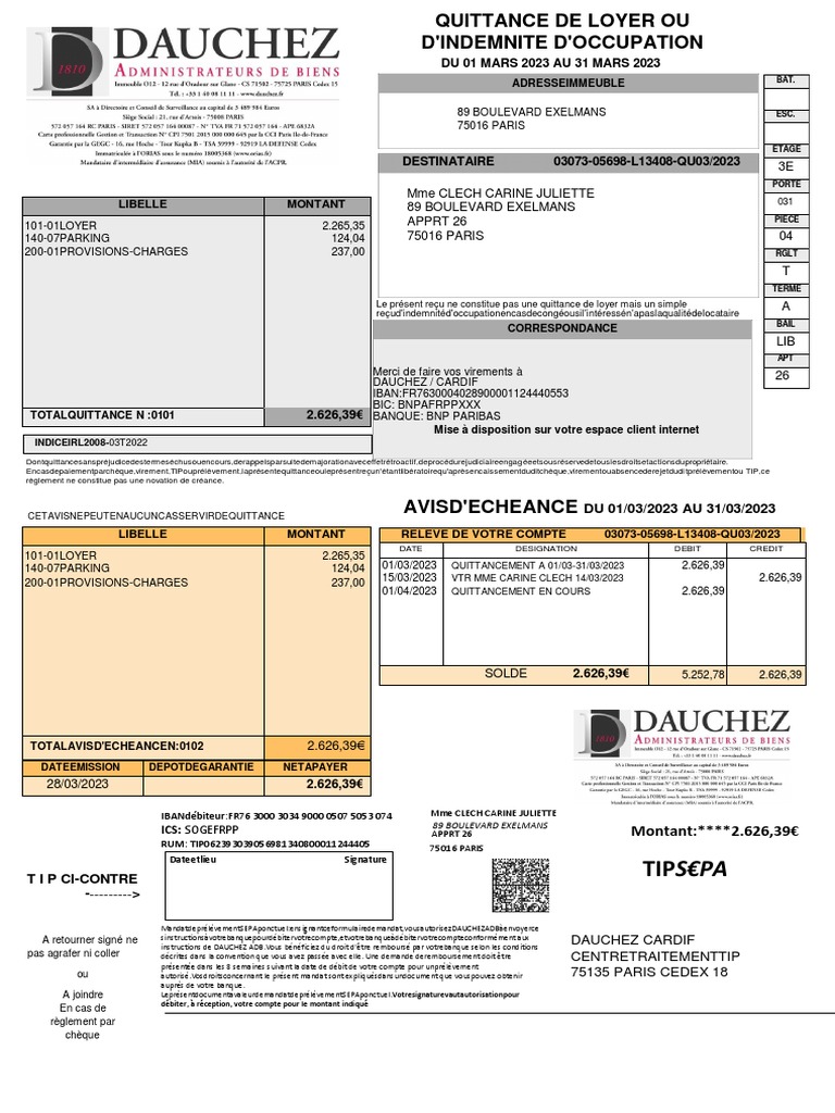 Quittance 2023 02 | PDF | Secteur privé | Bancaire