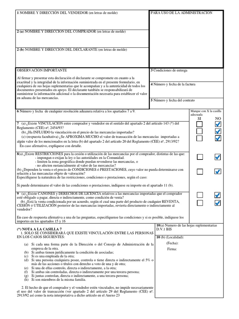 Valor Declarado y Condiciones de Importación | PDF | Precios | Tipo de ...