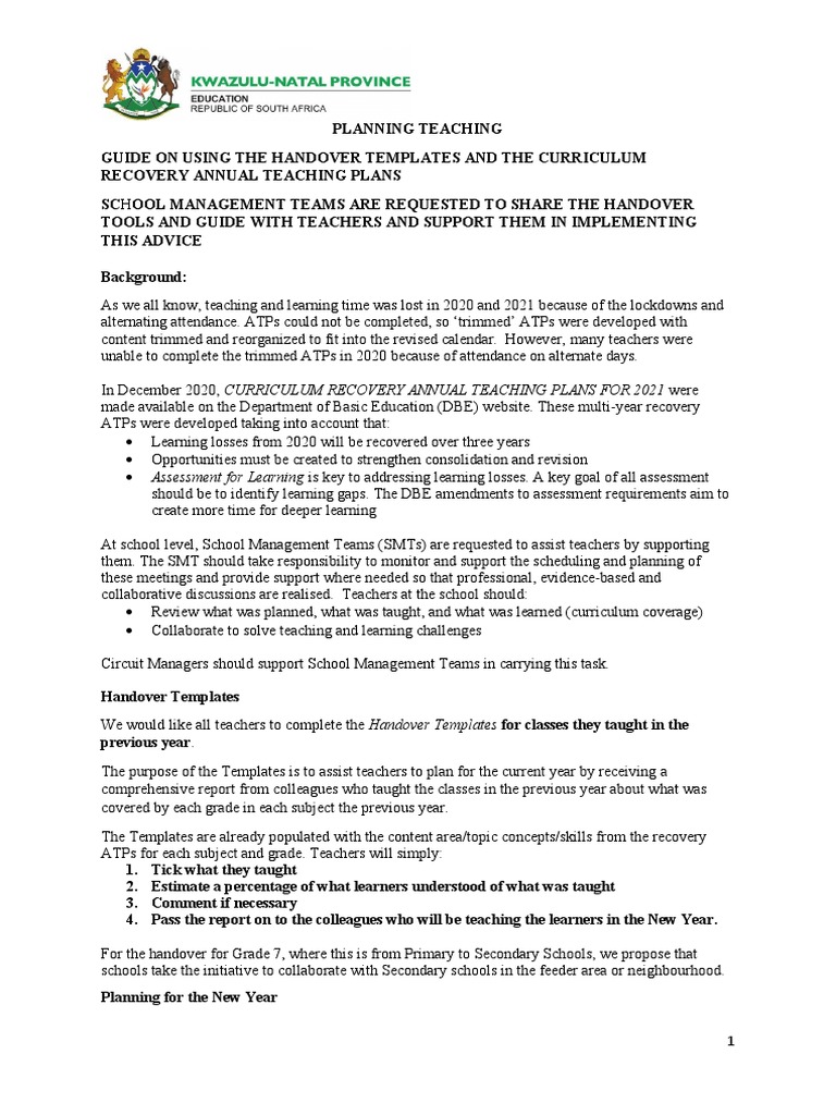 2021-2023 Efal Revised Atp Handing Over Checklist Grades 1-3 | PDF ...