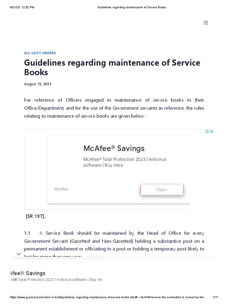 Guidelines Regarding Maintenance of Service Books | PDF