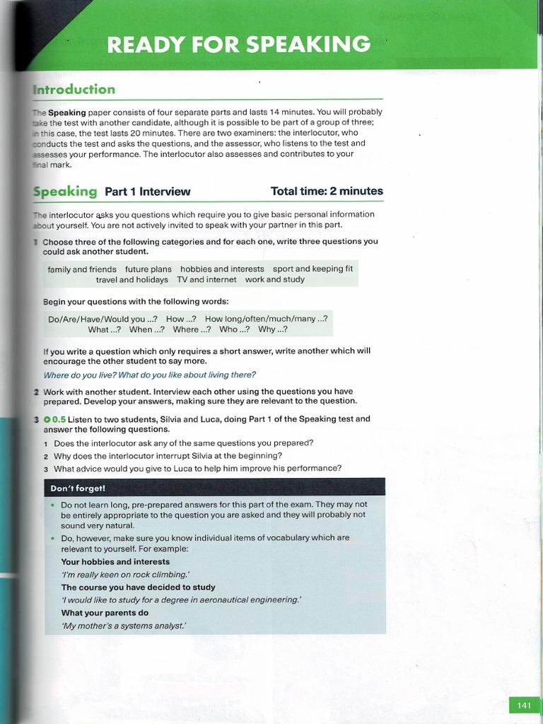 Ready for Speaking B2 | PDF