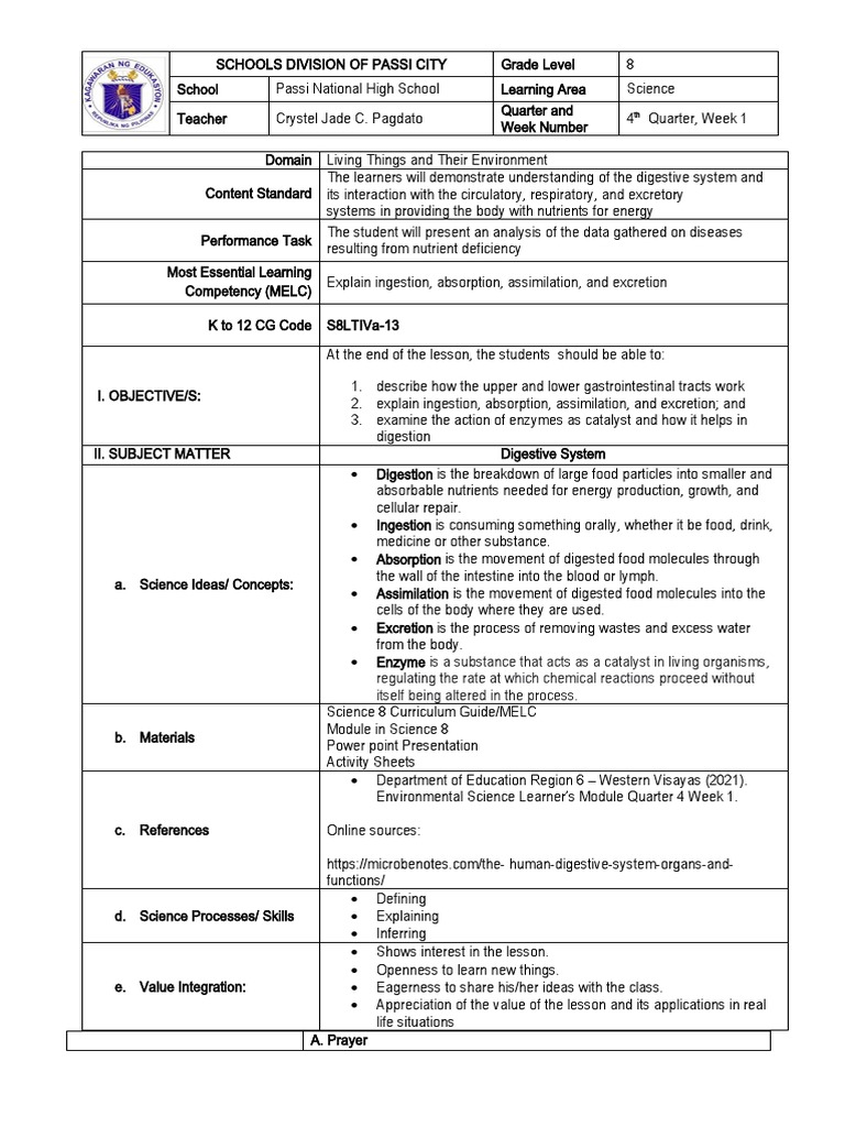 Pagdato Cot Digestive-System | PDF | Human Digestive System | Digestion