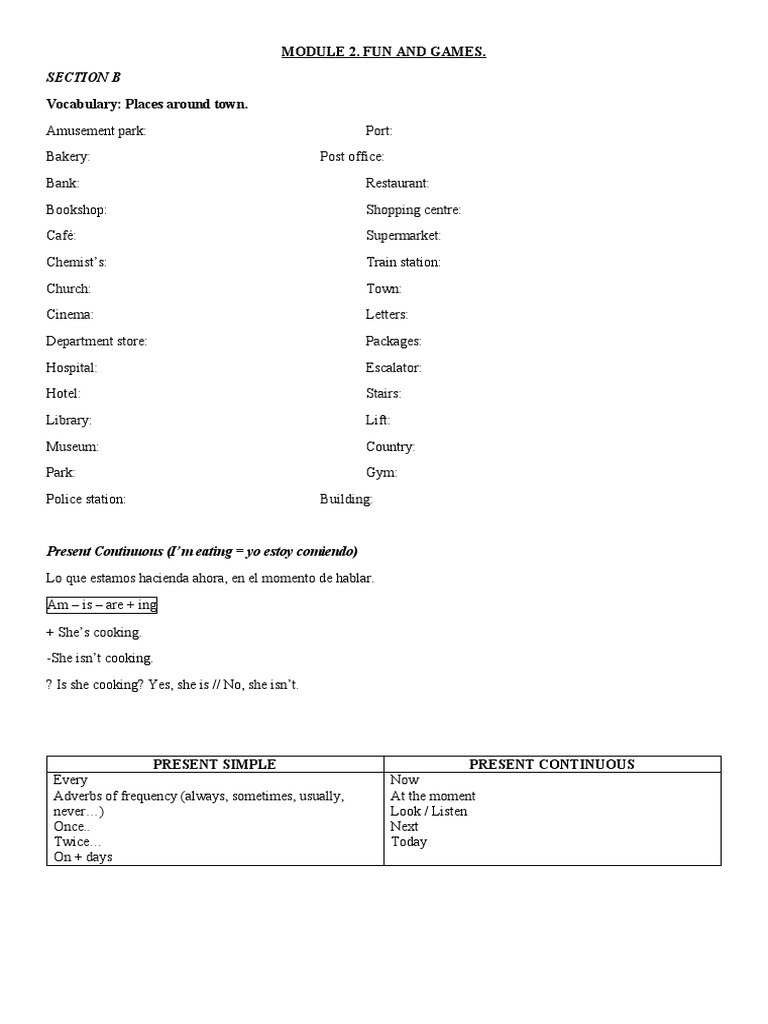 Module 2 Section B Vocabulary and Grammar | PDF