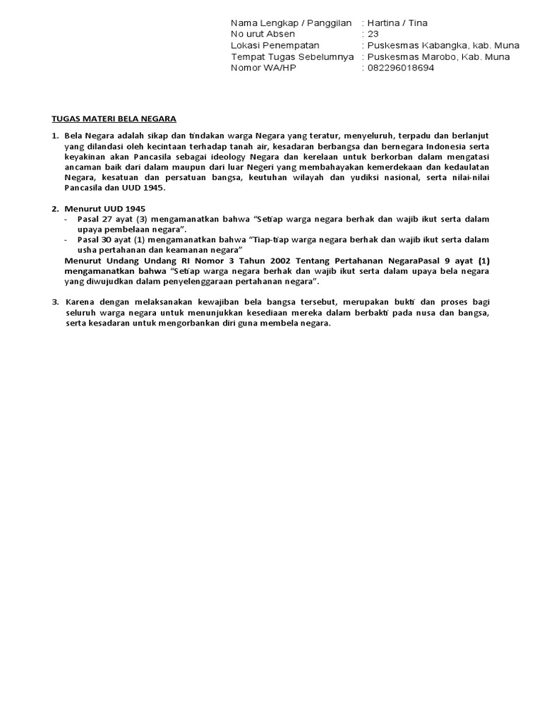 TUGAS MATERI BELA NEGARA - Provinsi Sulawesi Tenggara-082296018694 | PDF