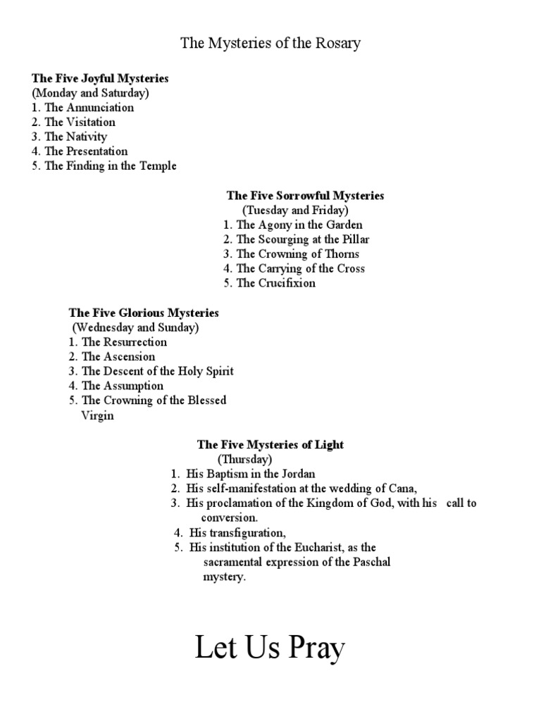 The Mysteries of The Rosary | PDF | Lord's Prayer | Rosary