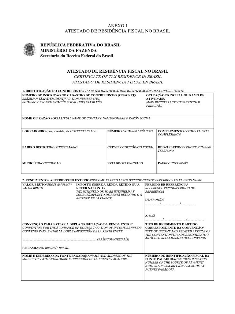Atestado de Residência Fiscal No Brasil | PDF