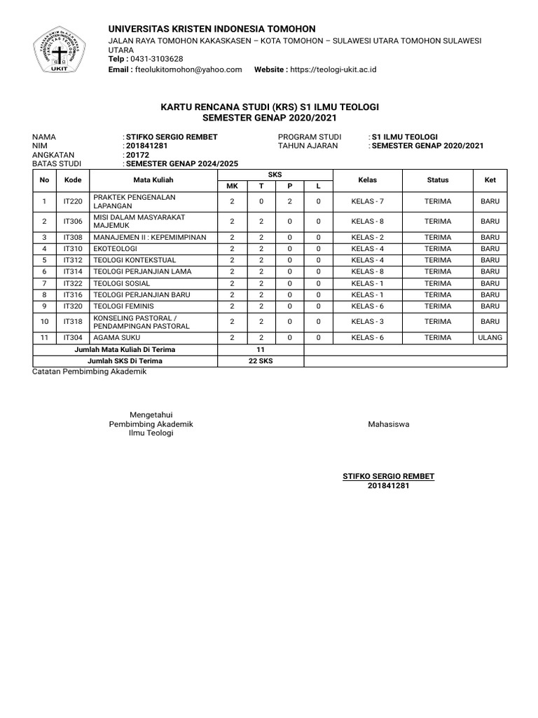 Sitrus Fakultas Teologi Ukit | PDF