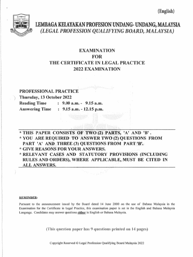 CLP 2022 Oct 13 - Professional Practice | PDF