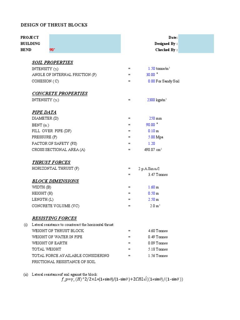 Thrust Block 250 Pdf Pipe Fluid Conveyance Length