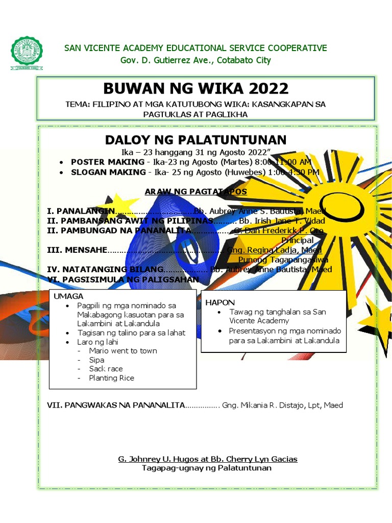 Buwan NG Wika 2022 Programme | PDF
