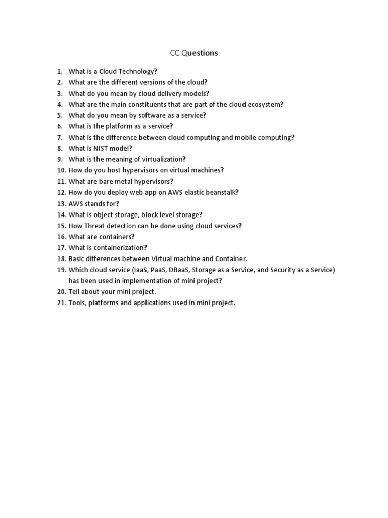 CC Questions | PDF