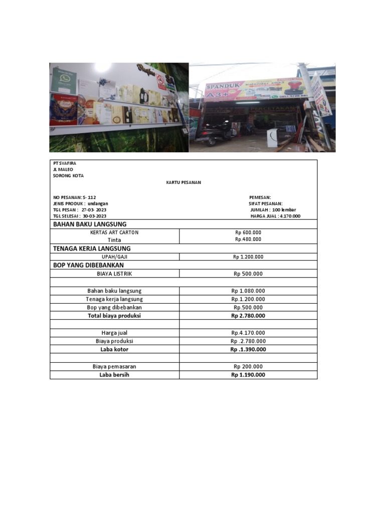 Contoh Kasus Produk Pesanan | PDF