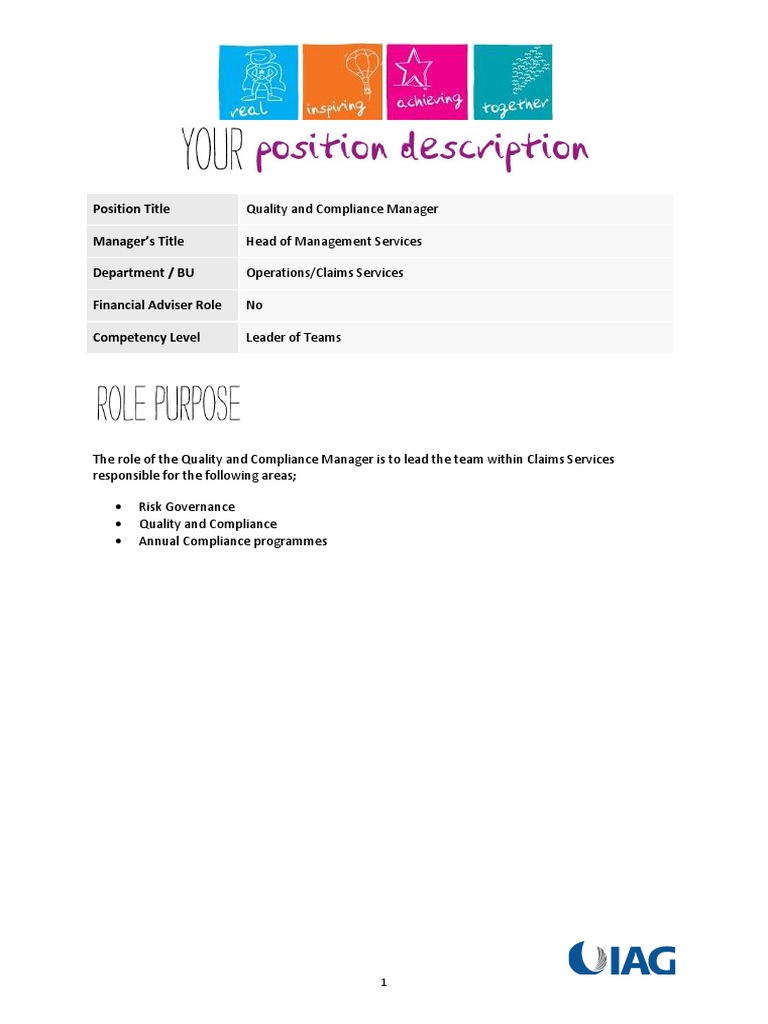 Quality and Compliance Manager | PDF | Regulatory Compliance ... Quality and Compliance Manager | PDF | Regulatory Compliance ...