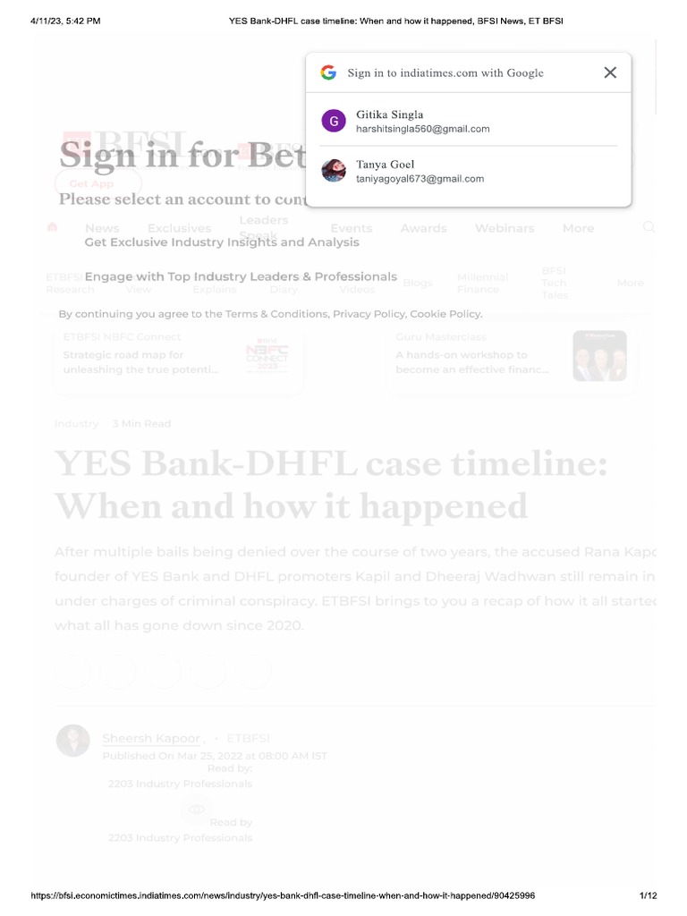 ET_BFSI YES Bank-DHFL case timeline When and how it happened | PDF