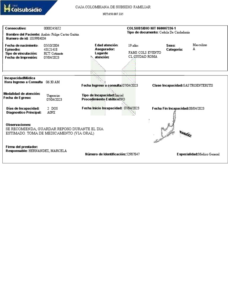 Incapacidad Famisanar | PDF