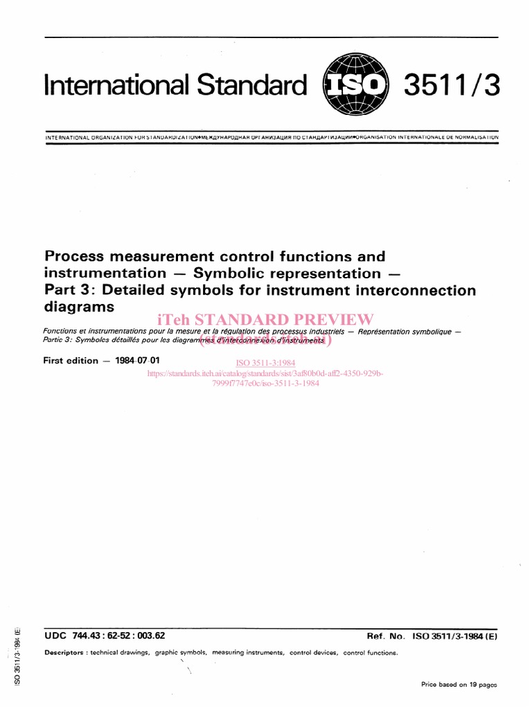 ISO 3511-3-1984: Process Measurement Control Functions and Instrumentation - Symbolic ...