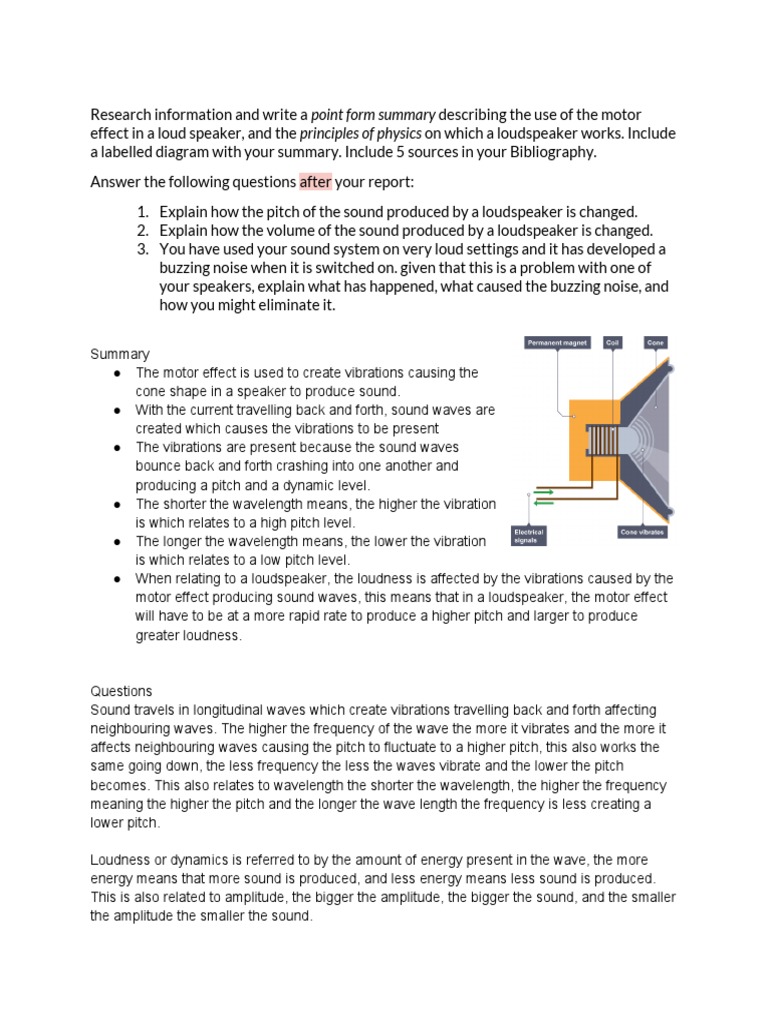 Applications of the Motor Effect | PDF | Sound | Loudspeaker