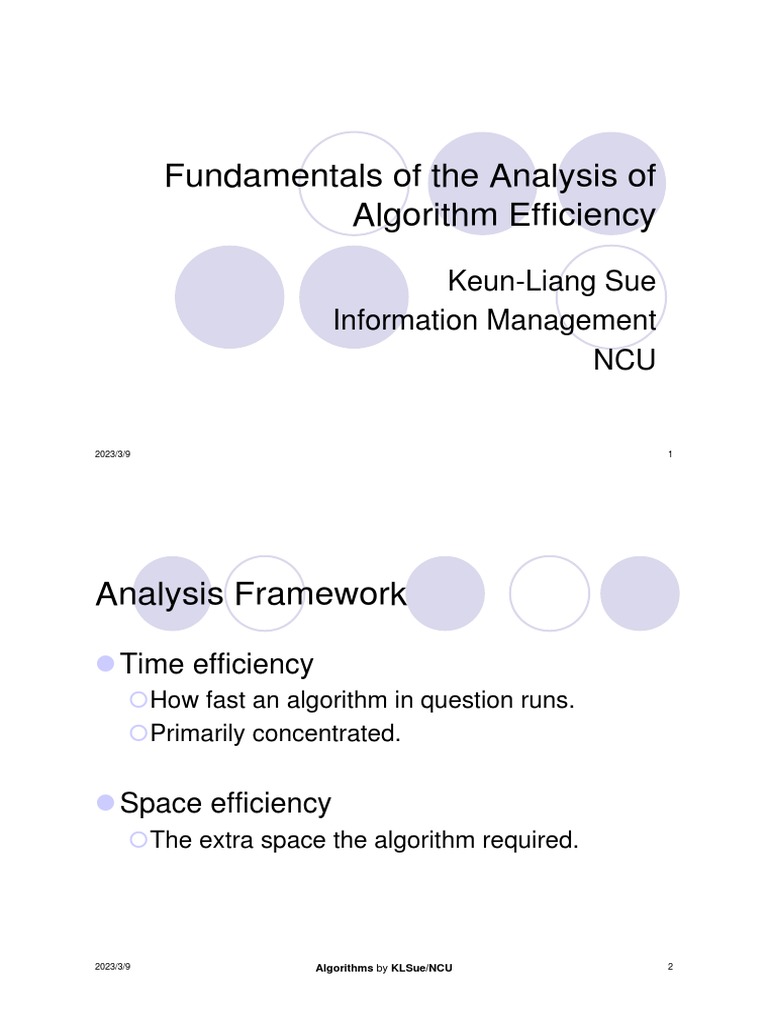 Fundamentals of The Analysis of Algorithm Efficiency: Keun-Liang Sue Information Management NCU ...