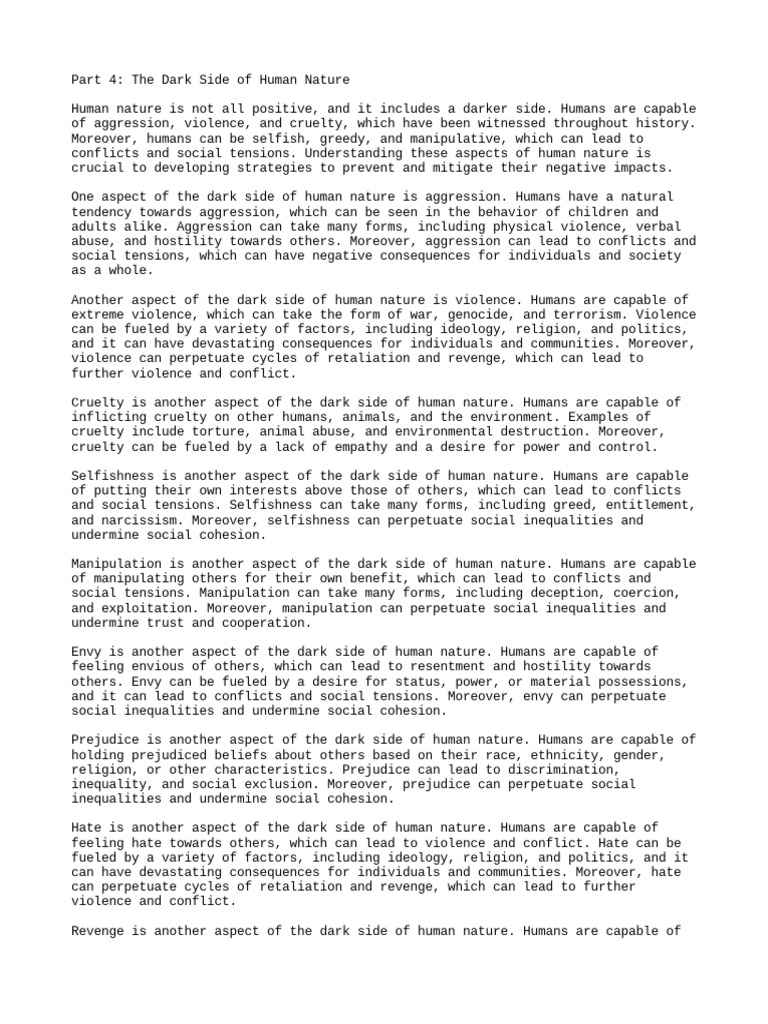 Human Nature Part4 | PDF | Violence | Prejudices