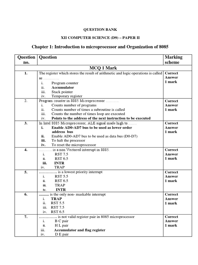 CS2Qbank 12thfinal | PDF | Central Processing Unit | Microprocessor