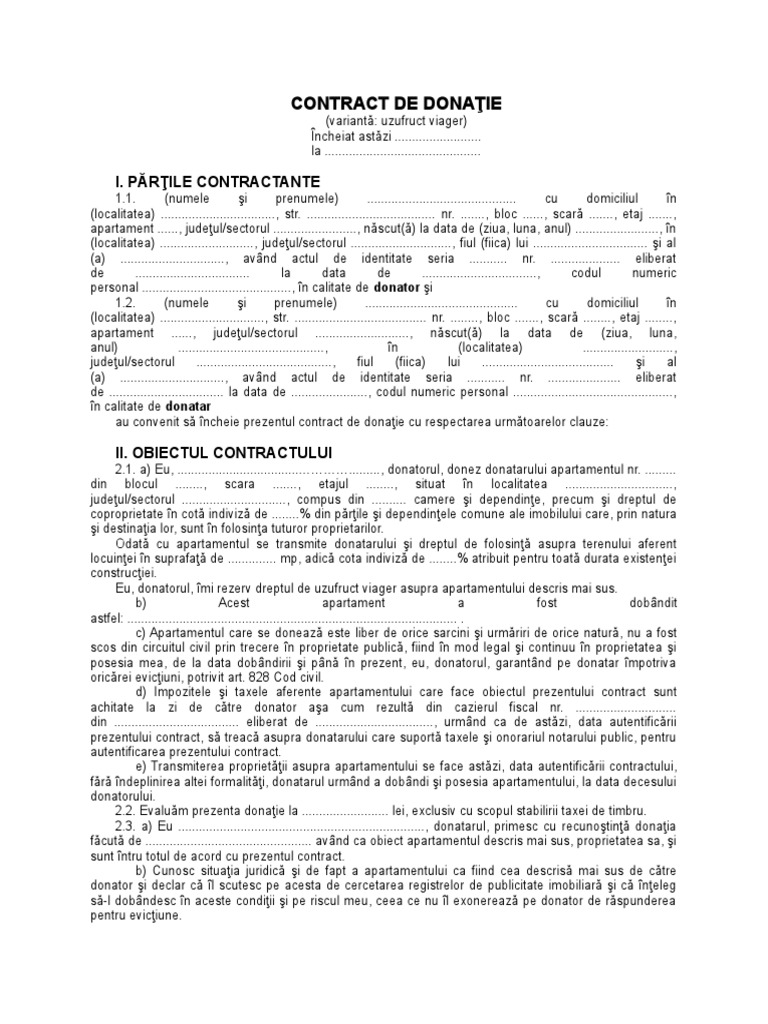 Contract de Donatie-Uzufruct Viager | PDF