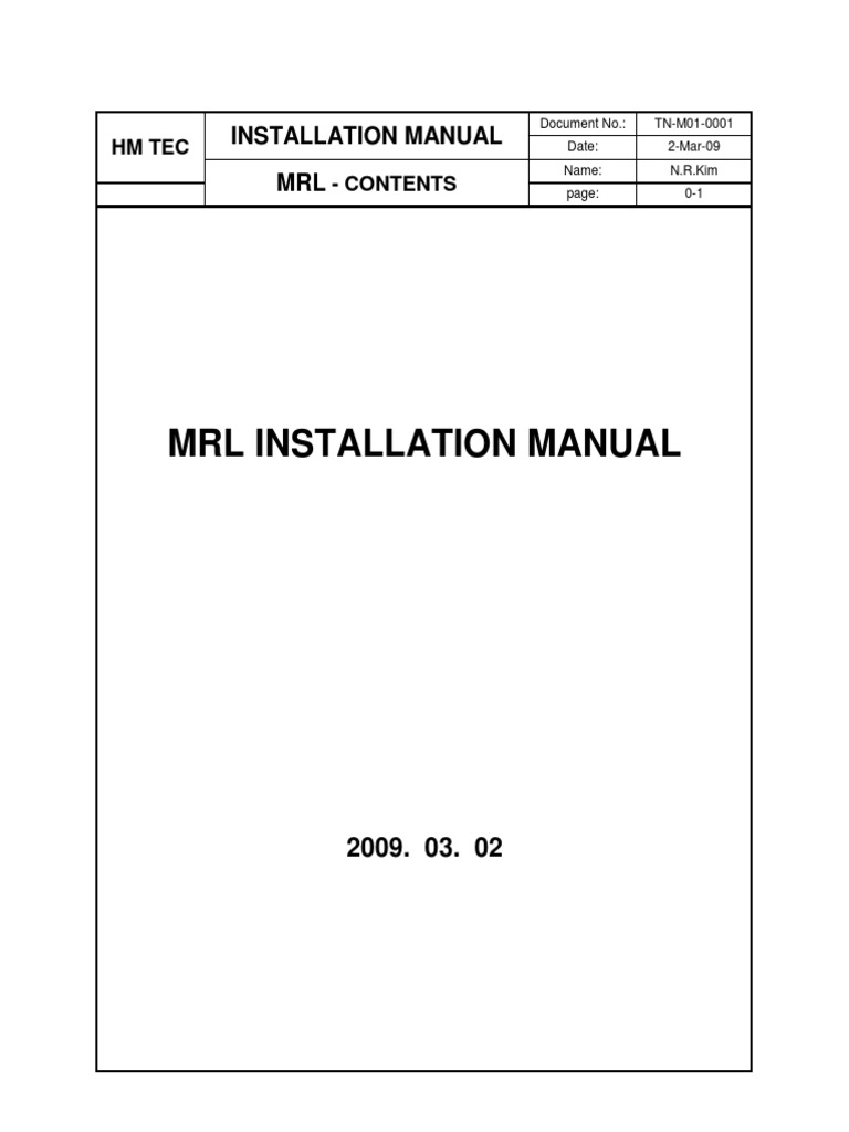 MRL Installation Manual | PDF