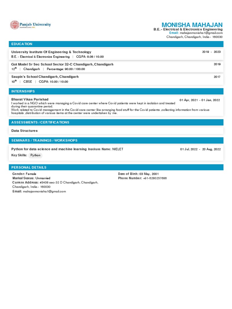 Monisha Resume | PDF