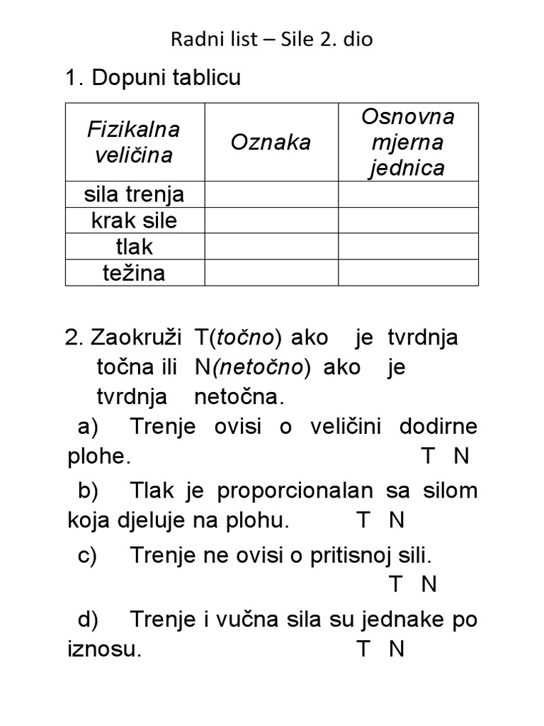 Fizikalna Veličina Oznaka Osnovna Mjerna Jednica | PDF