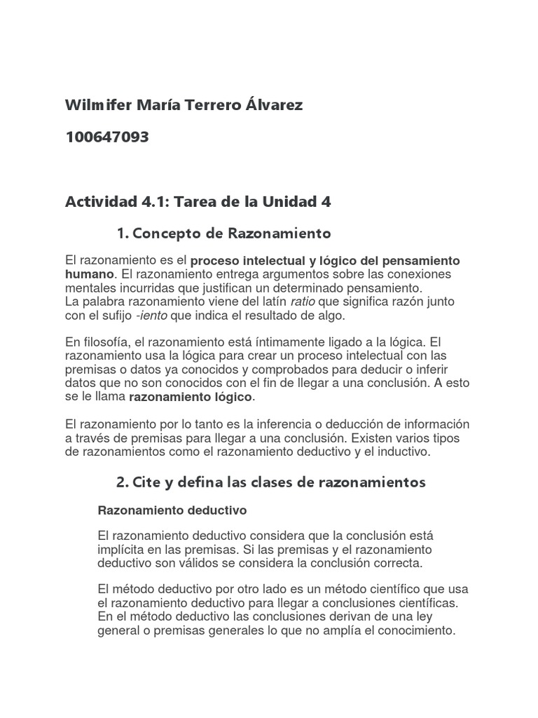 Wilmifer María Terrero Álvarez | PDF | Razonamiento deductivo ...