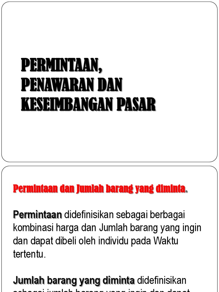 Permintaan dan Penawaran Pasar | PDF