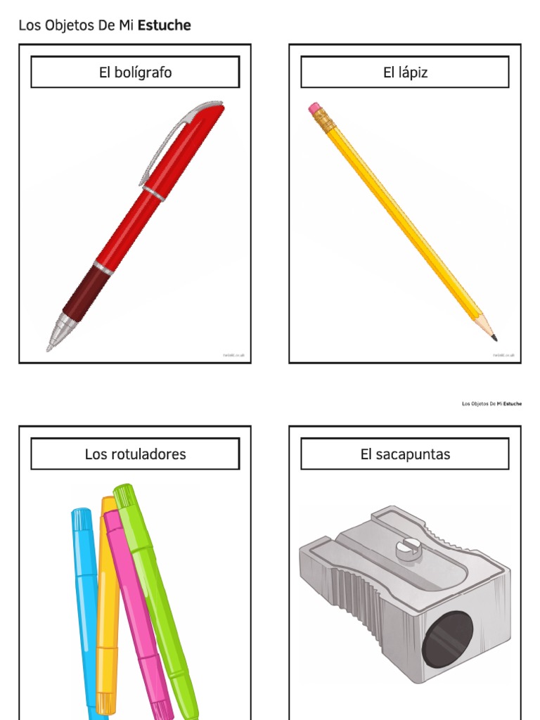 T3 SP 009 Tarjetas de Vocabulario Los Objetos de Mi Estuche | PDF
