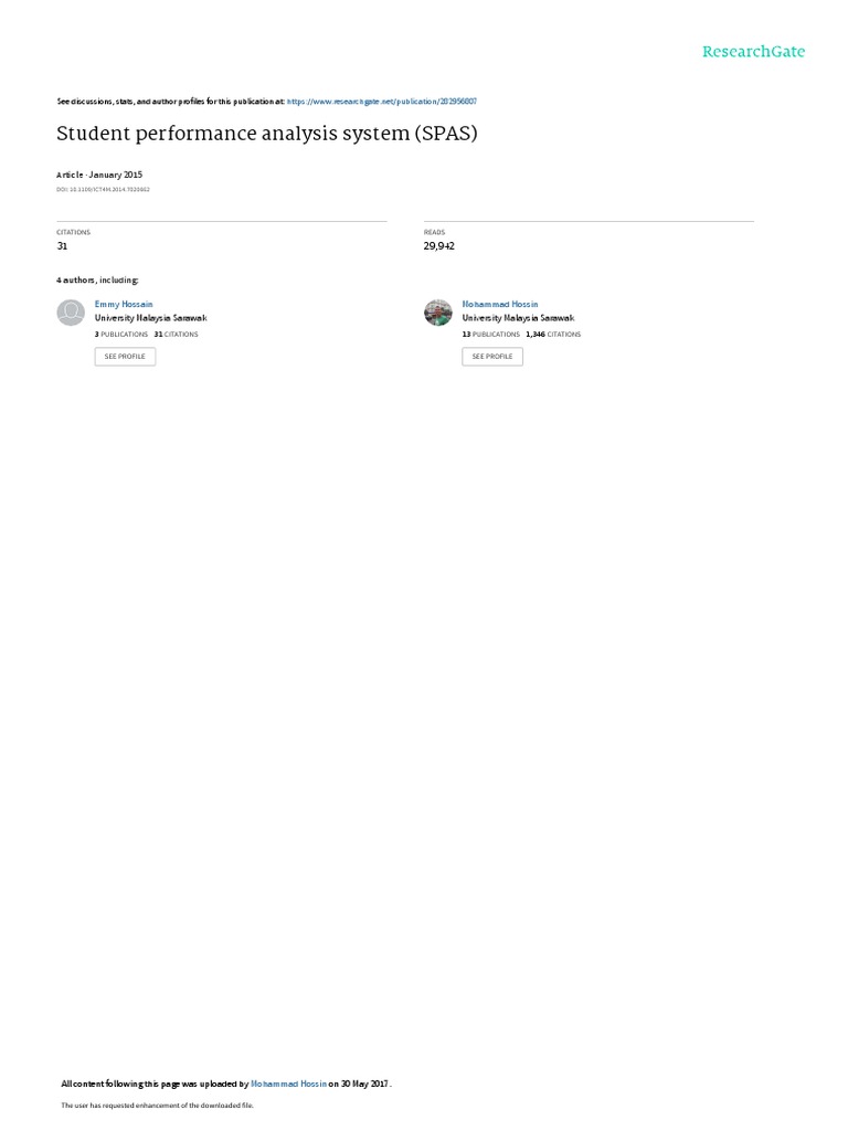 Student Performance Analysis System SPAS | PDF | Statistical ...