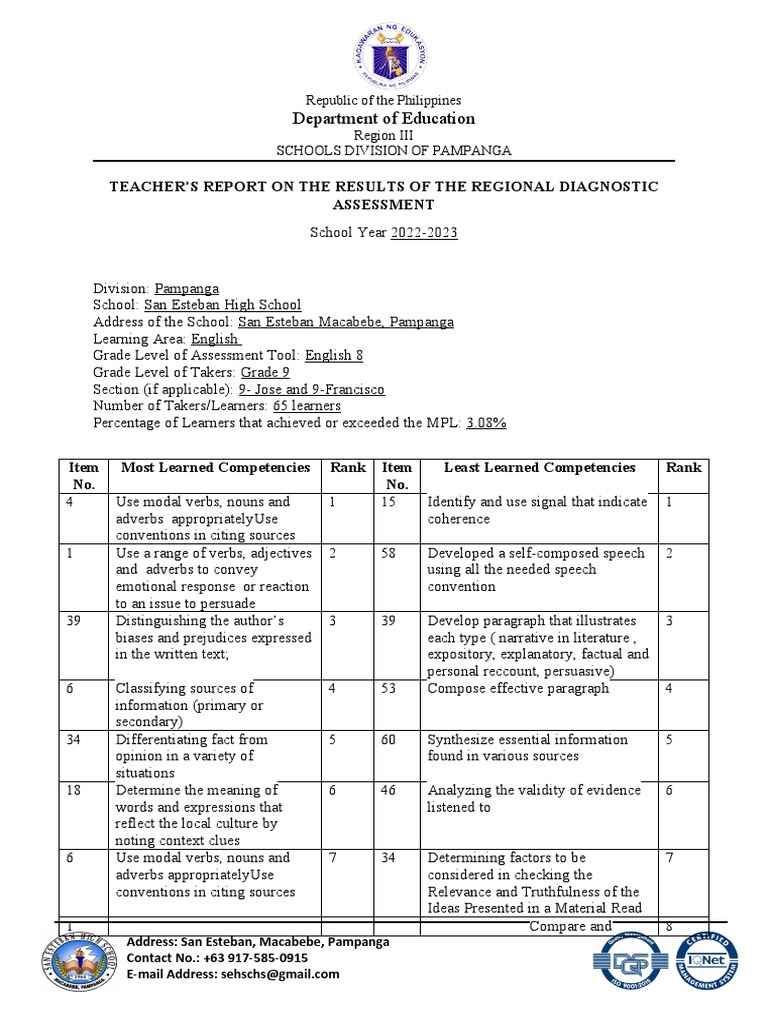 Rda-English 9 and Filipino 8 | PDF | Verb | Adverb