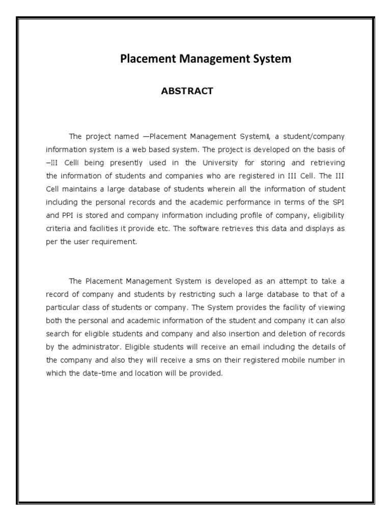 Placementmanagementsystem 140731111540 Phpapp01 | PDF | Software ...