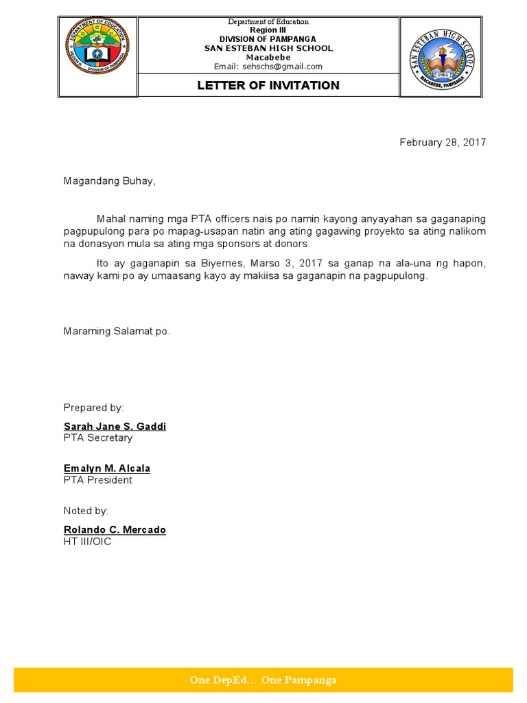 2017 Letter Pta Old Format | PDF