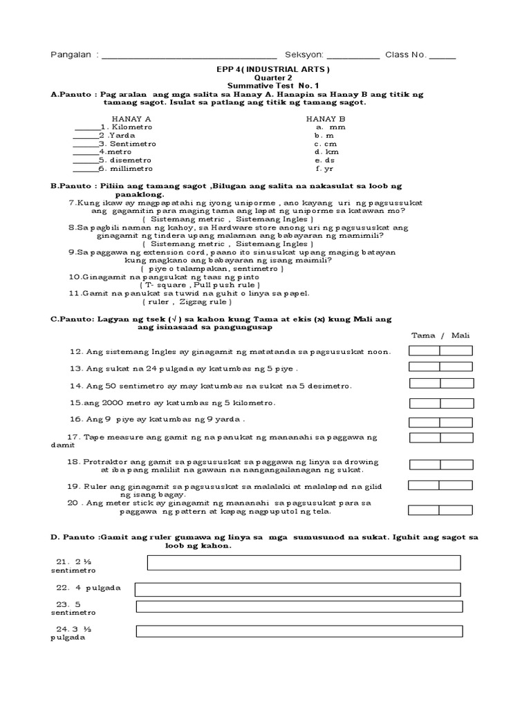 Q3 EPP SUMMATIVE-TEST-No1 | PDF