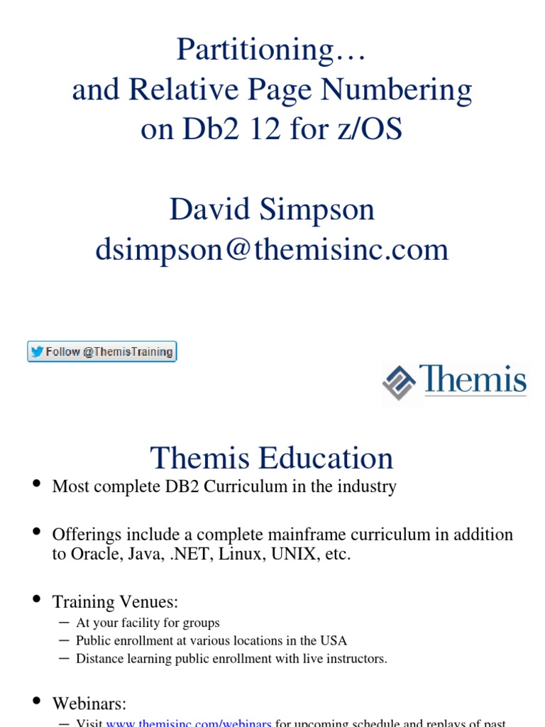 Partitioning and Relative Page Numbering On DB2 12 | PDF | Ibm Db2 ...