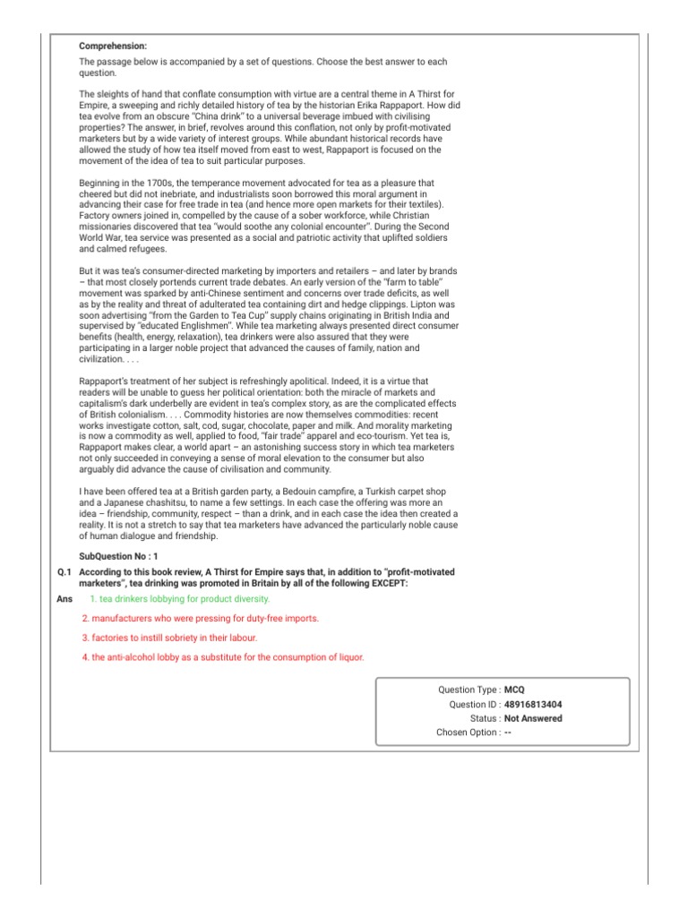 CK CAT 2021 Slot 1 Question Paper With Solution Key PDF | PDF | Utopia ...