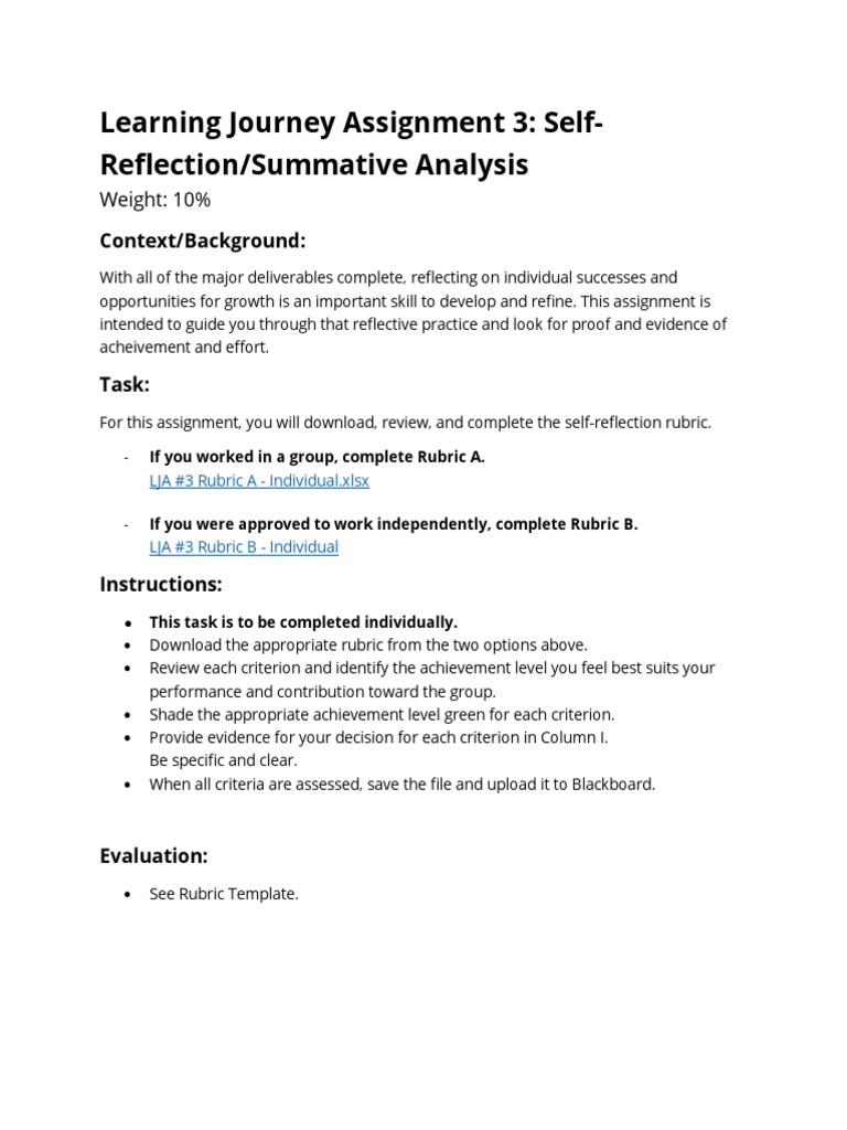 Learning Journey Assignment 3 Self-Reflection-SummativeAnalysis | PDF