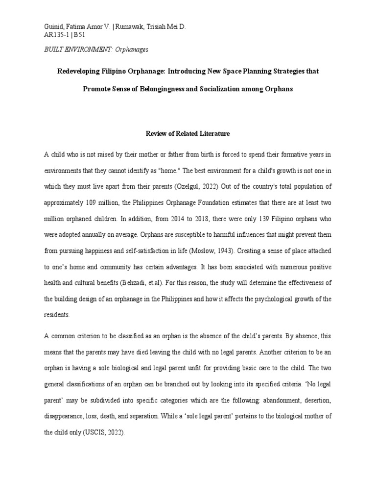 RRL Research | PDF | Orphanage | Parent