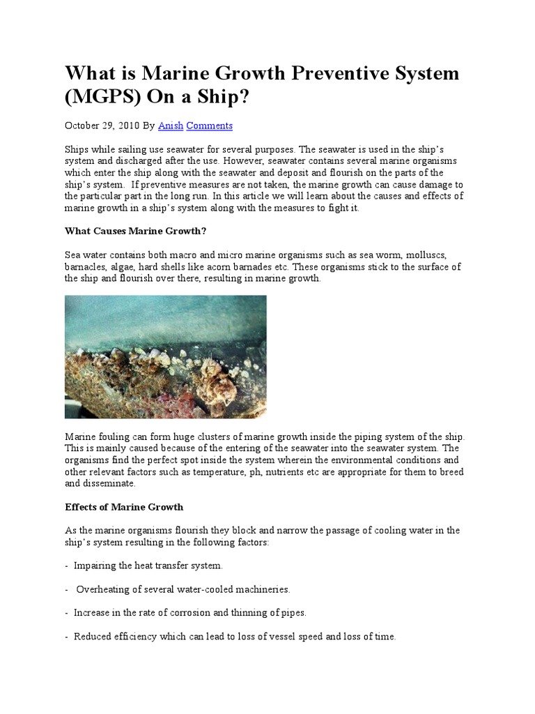 Marine Growth Preventive System | PDF | Water | Ships