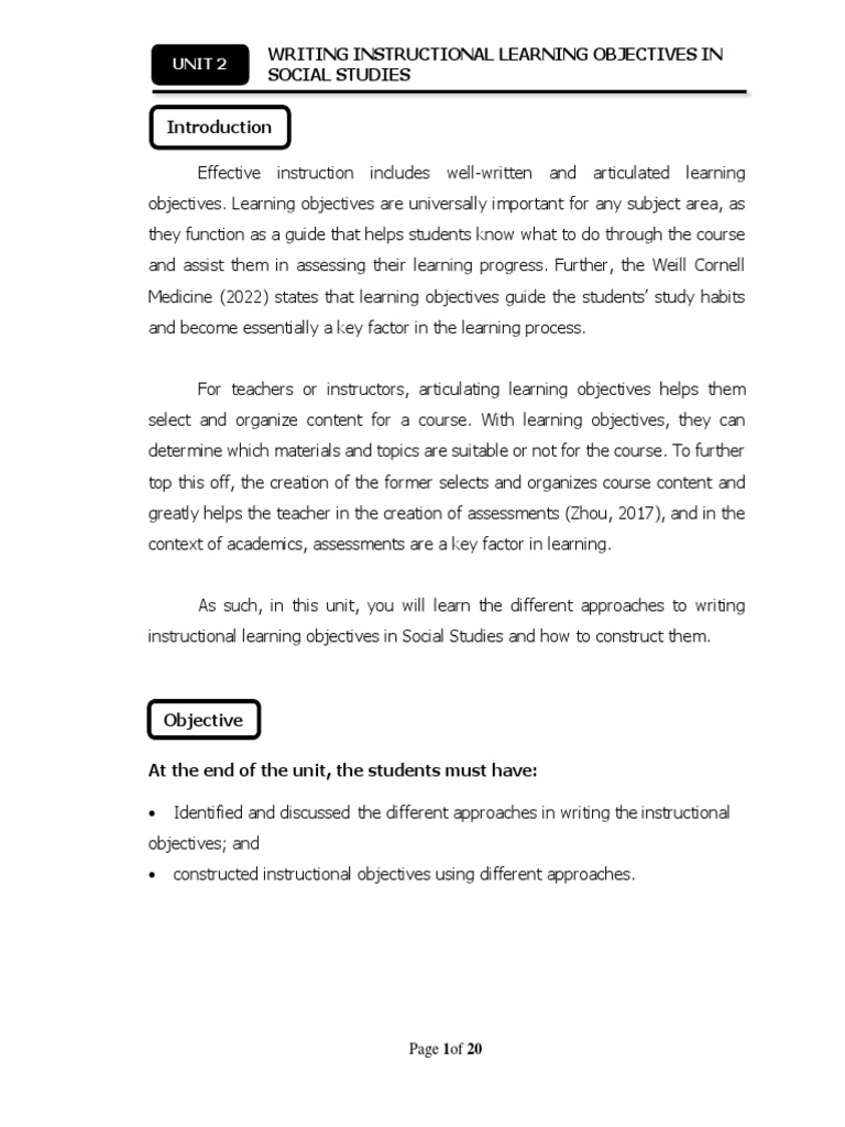 SST 202 Unit 2 Lessons 1-4 | PDF | Learning | Cognition