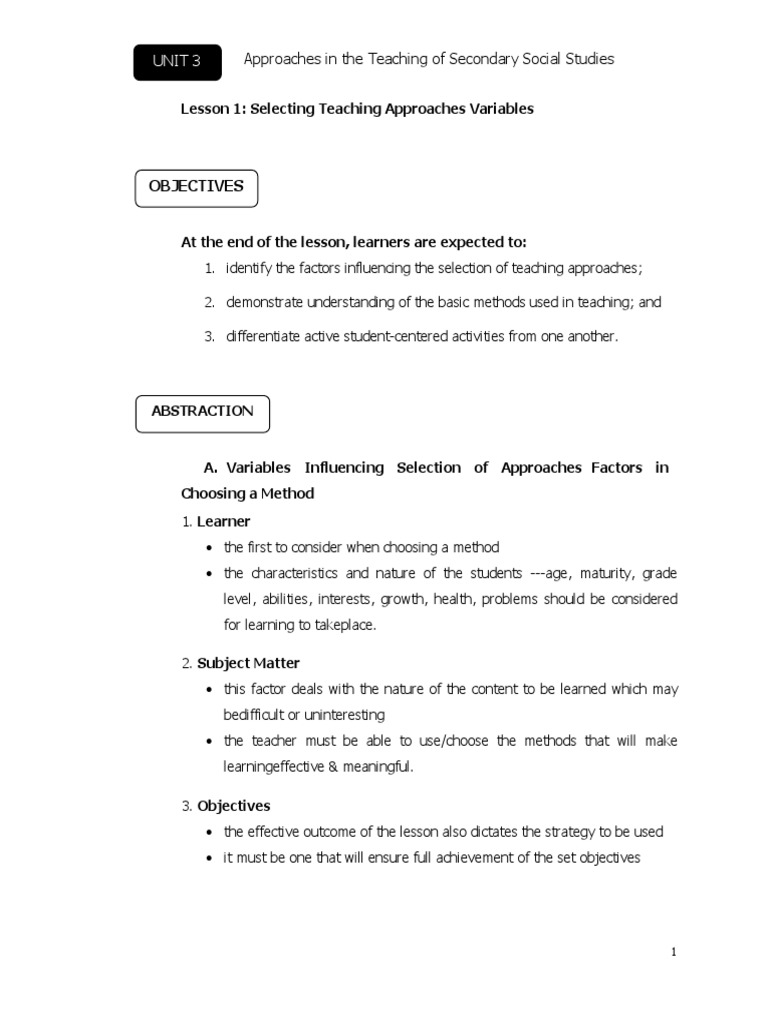 Objectives: Unit 3 | PDF | Inquiry Based Learning | Teachers