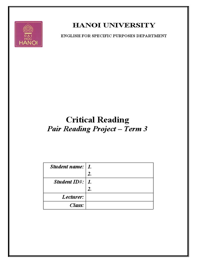 Pair Reading Project Guideline Term 3 - 2022 & 2023 Sent To Students ...