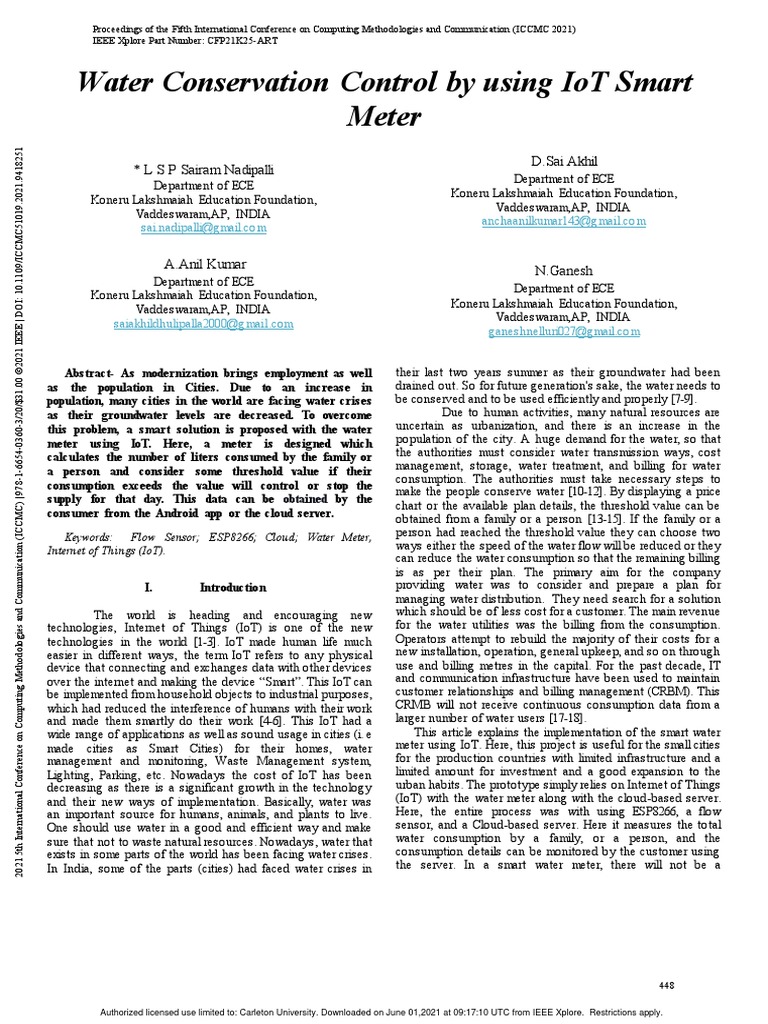 23 IEEE Water Metering | PDF | Internet Of Things | Switch