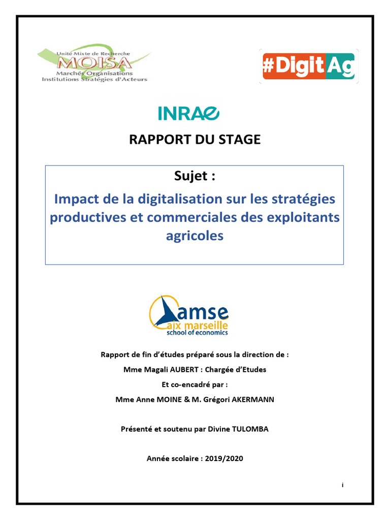 Rapport StageDigitAg M2 2020 Divine Tulomba | PDF | Agriculture | Science